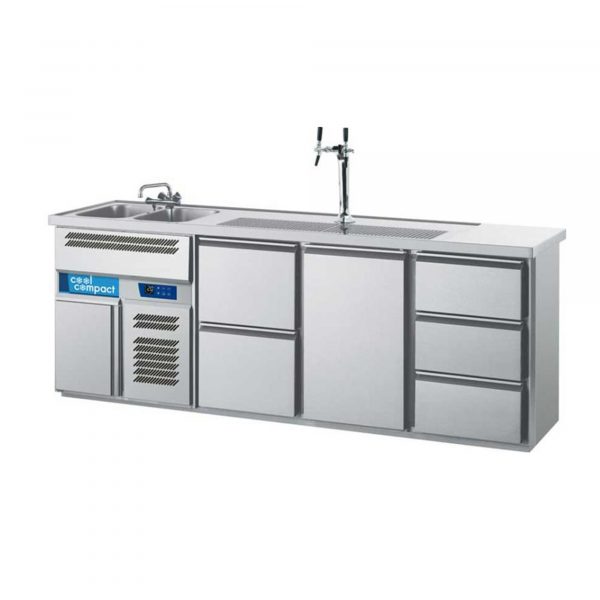 Beverage counters with 3 sections 1 + 2 Wash basins Depth: 700 mm ...